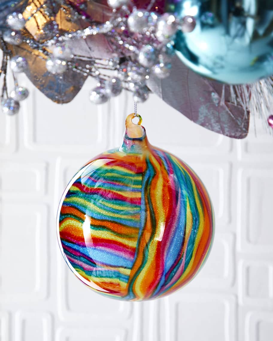 Jim Marvin 120mm Glitter Glass Ball Ornament | Horchow