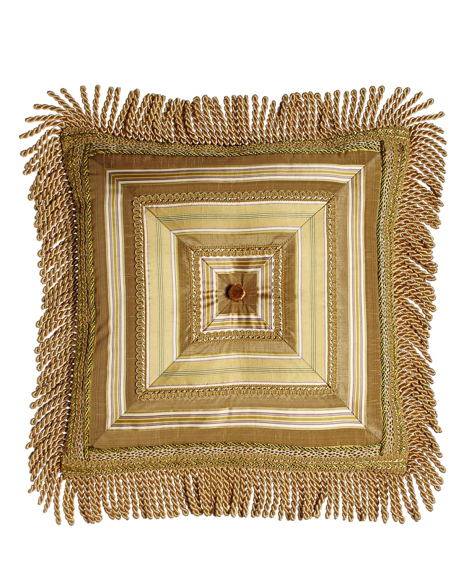 Sweet Dreams Mitered-Stripe Pillow with Gimp Accents & Bullion Fringe ...
