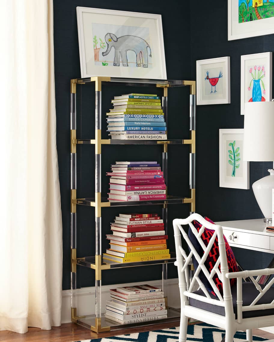 Jonathan Adler Jacques Acrylic Brass Etagere Horchow