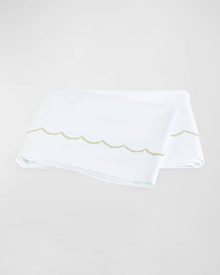 Matouk Scallop Embroidered 350 Thread Count Flat Sheet, Queen | Horchow
