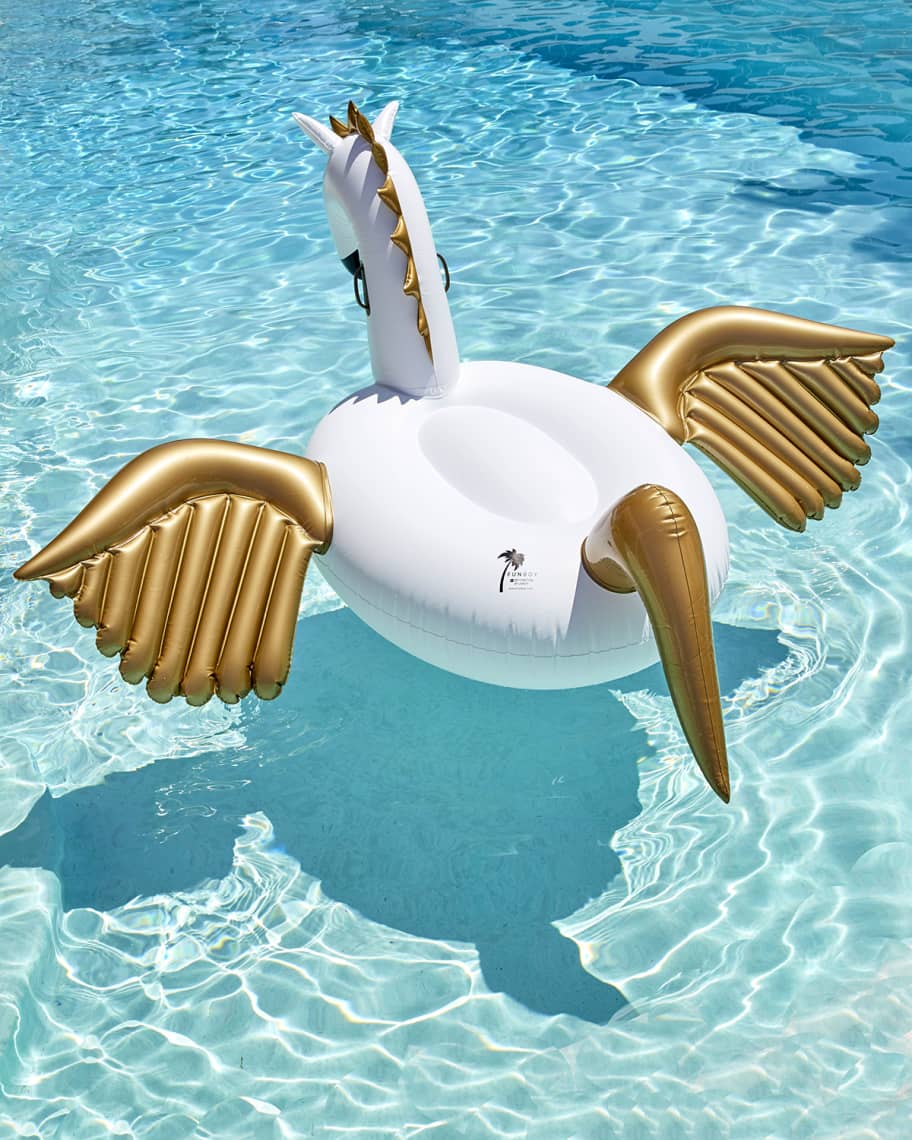 Funboy Pegasus Giant Pool Float, White/Golden | Horchow