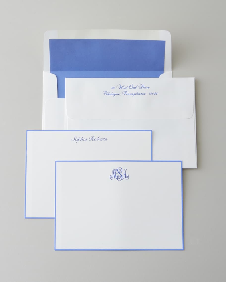 25 Periwinkle-Bordered Cards with Plain Envelopes | Horchow