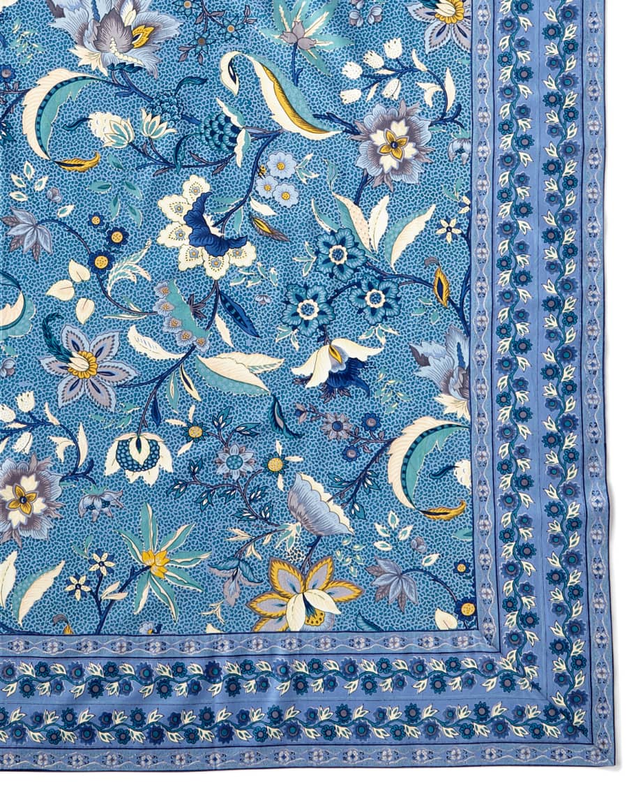 Handprint Kerala Sapphire Tablecloth, 60"Sq. | Horchow