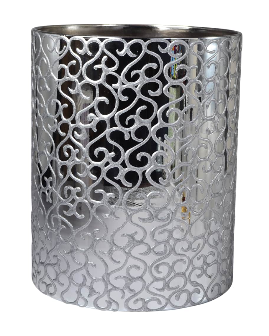 Mike & Ally Jamila Glass Wastebasket, Silver | Horchow