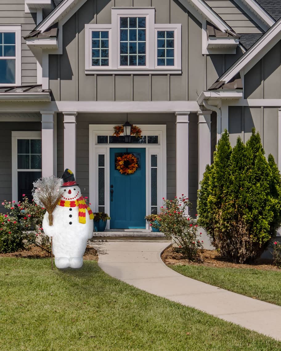 Barcana Live Form Snowman with Broom and Top Hat Outdoor Christmas ...