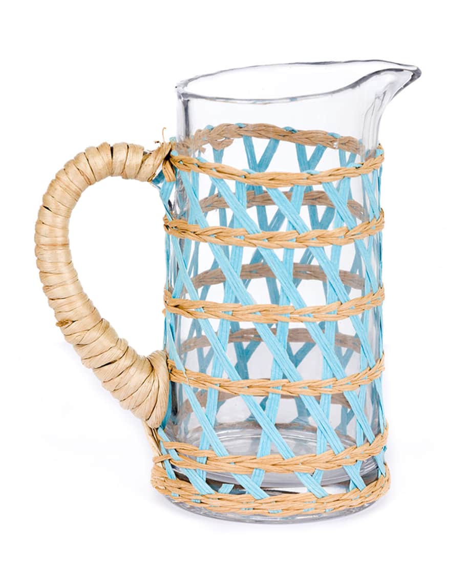 Amanda Lindroth Small Light Blue Seagrass Wrapped Pitcher | Horchow