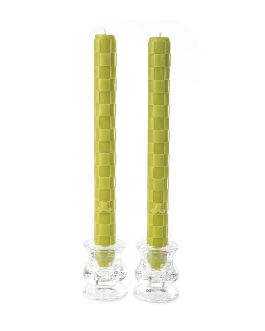 MacKenzie-Childs Chartreuse Raised Check Dinner Candles, Set of 2 | Horchow
