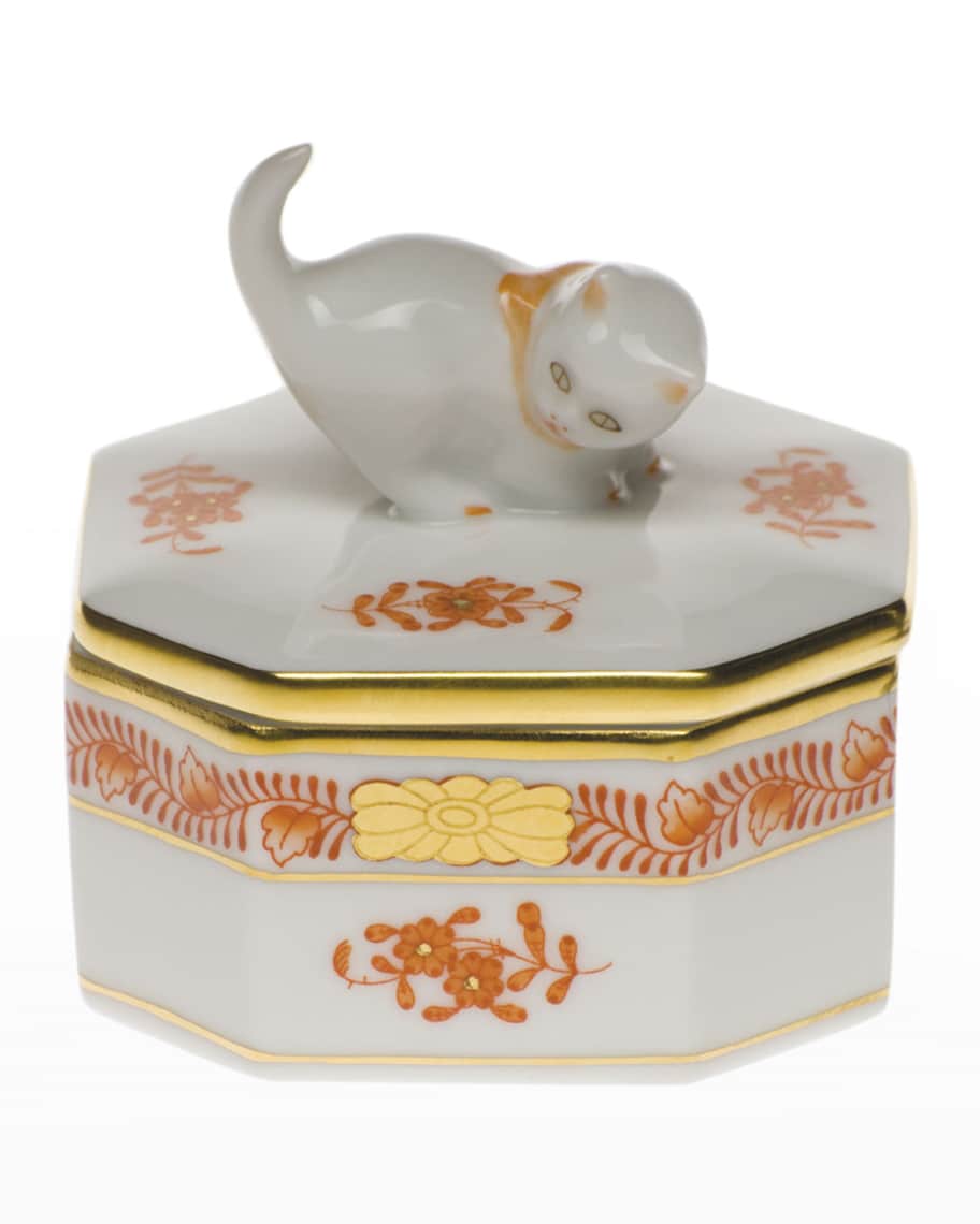 Herend Chinese Boutique Rust Small Octagonal Cat Box | Horchow