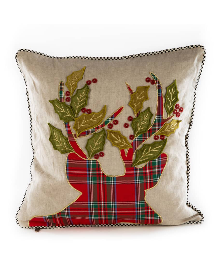MacKenzie-Childs Tartan Stag Pillow | Horchow
