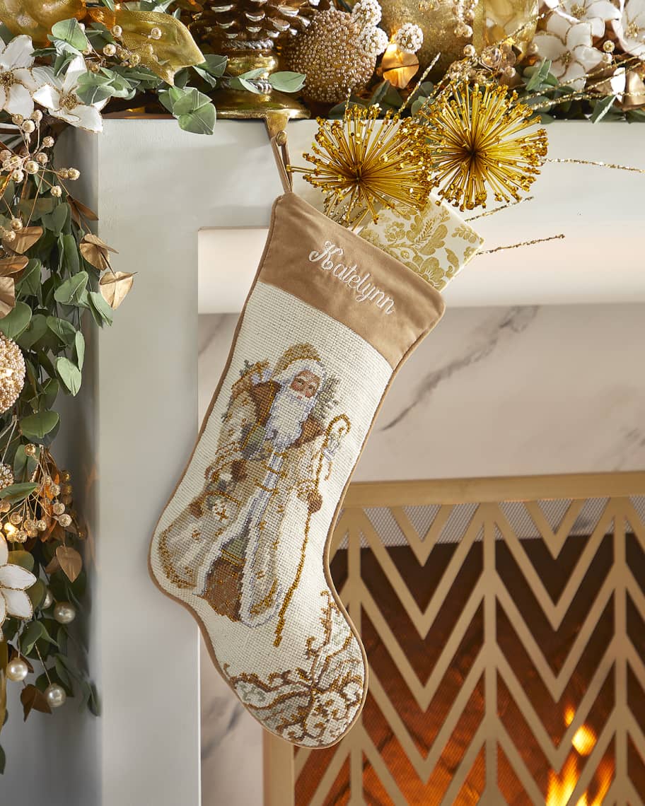 Personalized Santa Needlepoint Christmas Stocking | Horchow