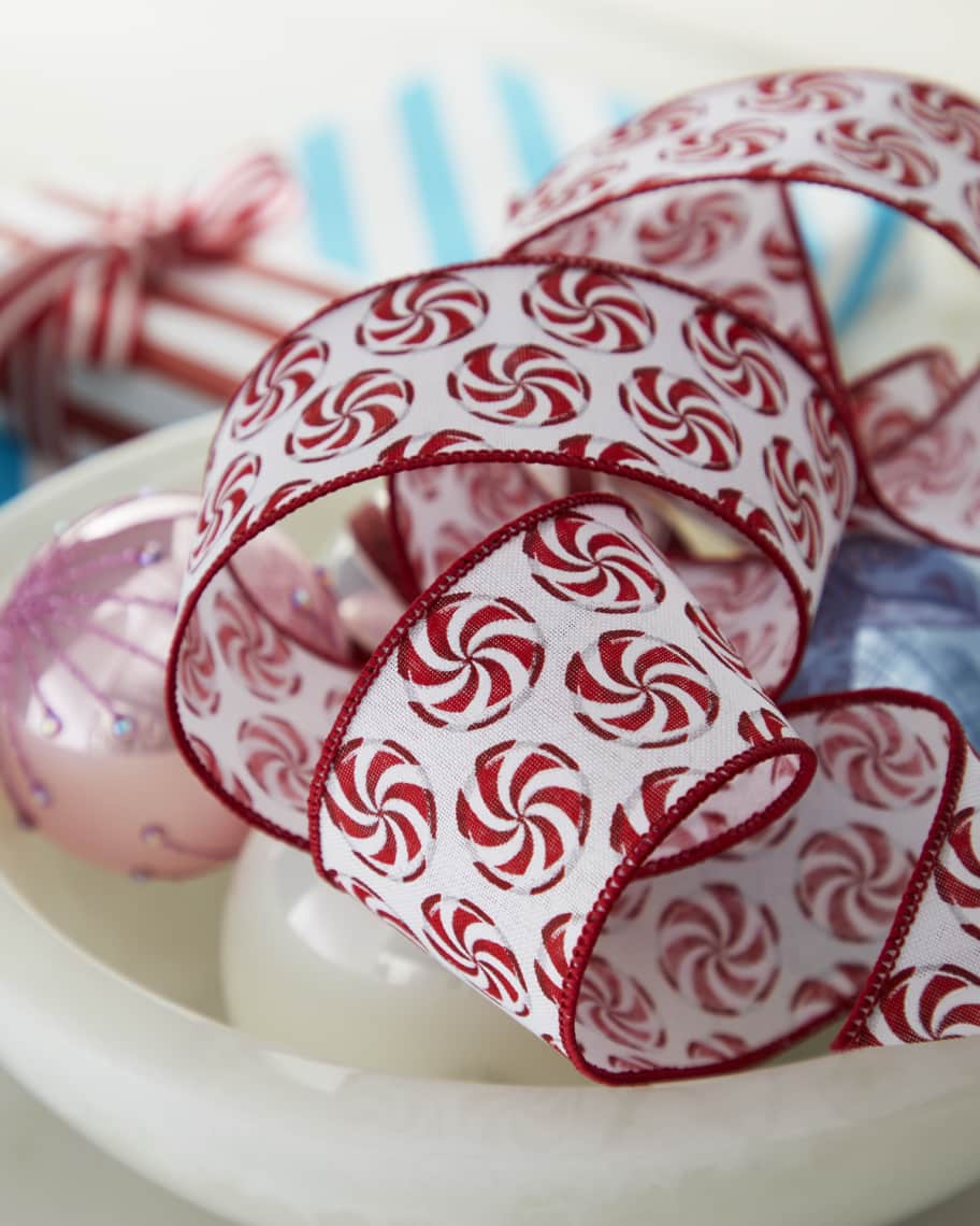 D. Stevens Peppermint Disk Ribbon, 2.5" x 10 Yards | Horchow