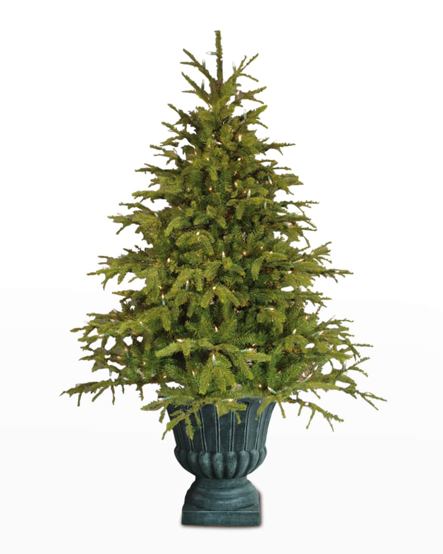 Neiman Marcus 4.5' Alaskan Deluxe Fir Tree in Pot with Warm White LED ...