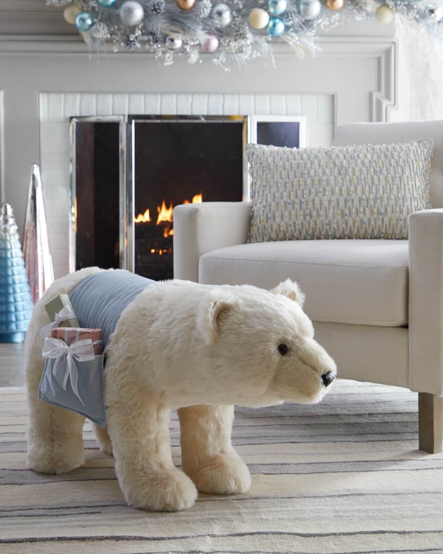 Ditz Designs By The Hen House Polar Bear Christmas Footrest in Faux Fur ...