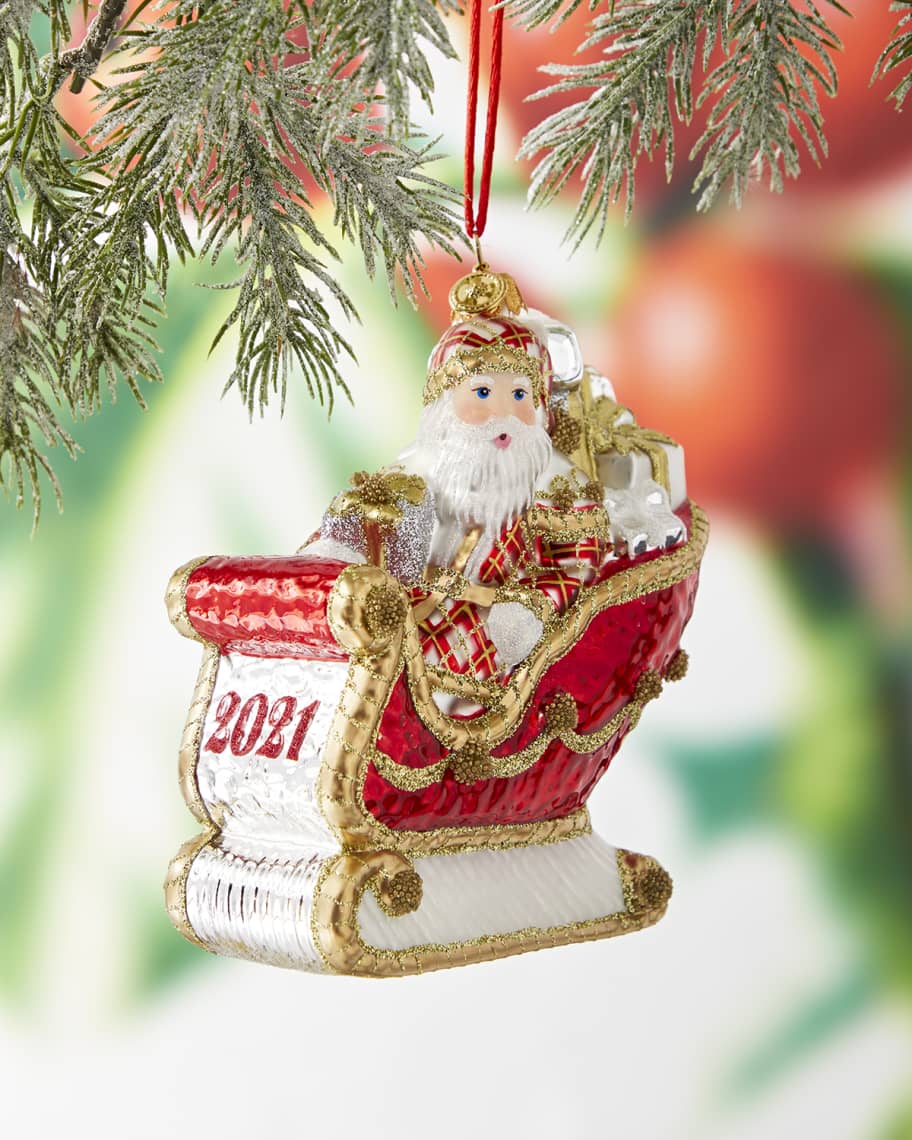 Juliska Exclusive Berry and Thread Ruby Tartan Santa in Sleigh Glass ...