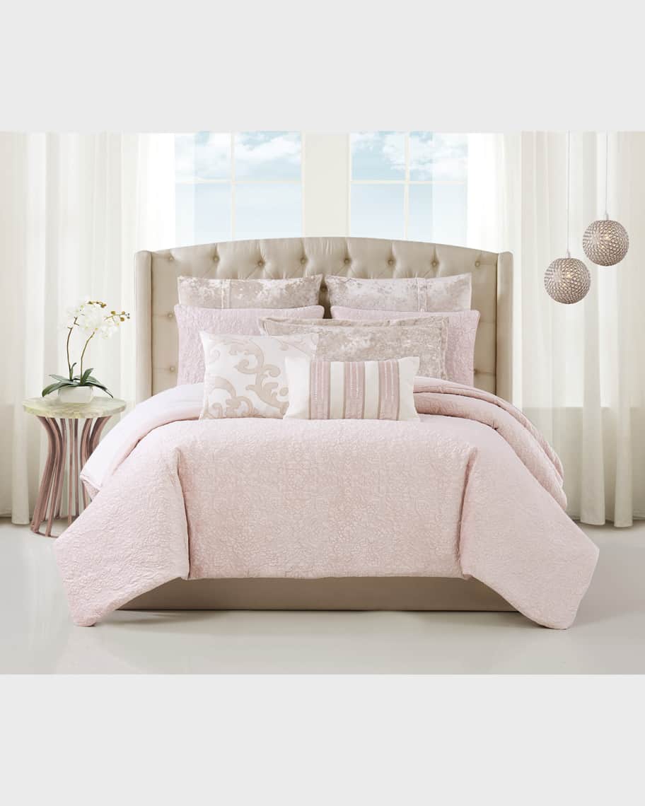 Charisma Melange 3-Piece Quilted Velvet Comforter Set, Queen | Horchow