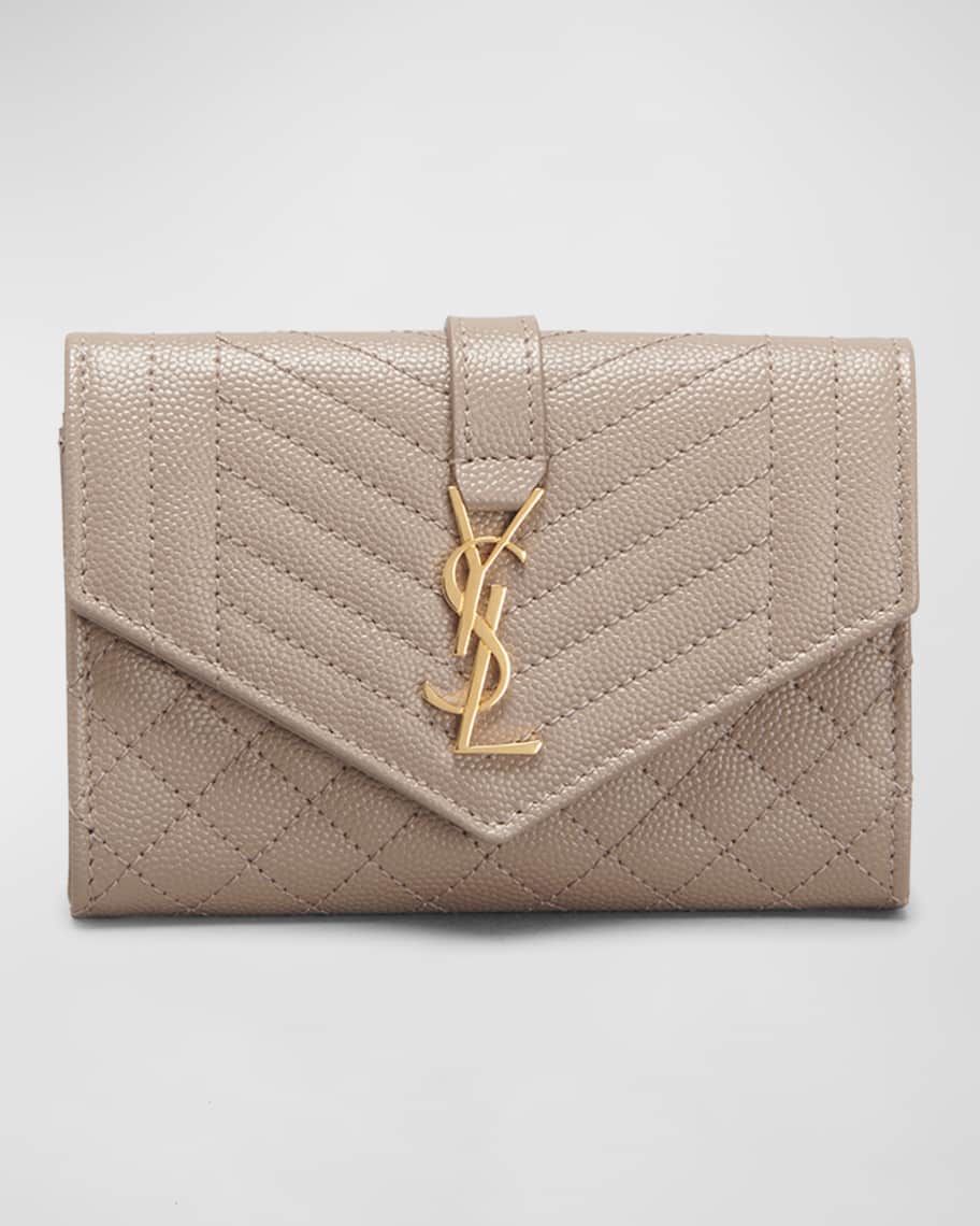 Saint Laurent Envelope Small YSL Flap Wallet in Grained Leather