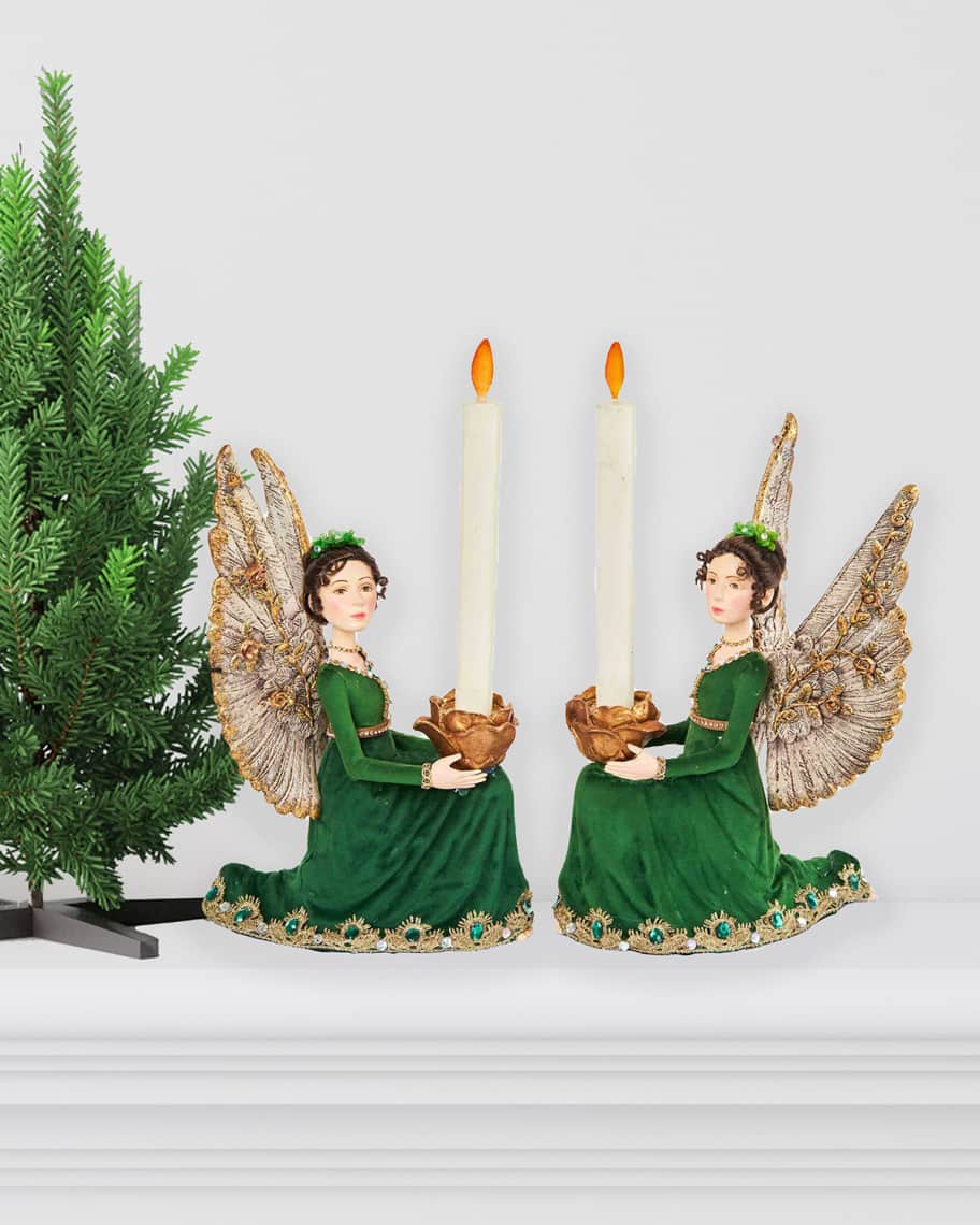 Katherine's Collection Evergreen Lane Angel Candle Holder, Set of 2 ...