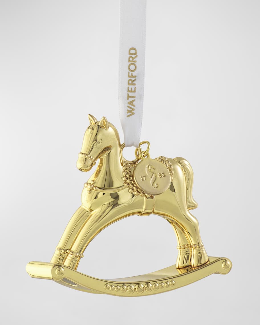 Waterford Crystal Gold Rocking Horse Ornament - Baby's First Christmas ...