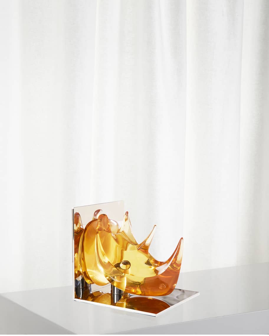 Jonathan Adler Acrylic Rhino Bookends Set, Amber