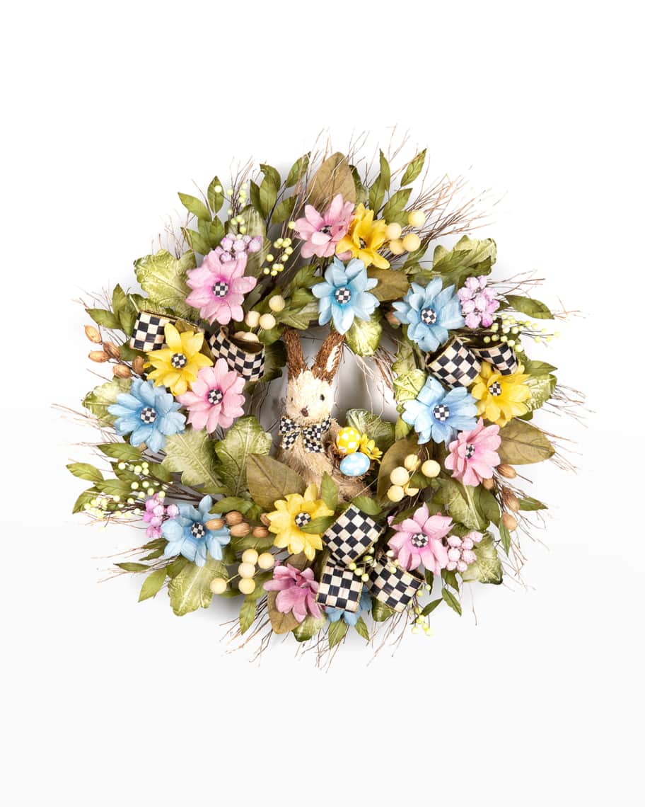 MacKenzie-Childs Florabunda Floral Spring Wreath with Bunny | Horchow