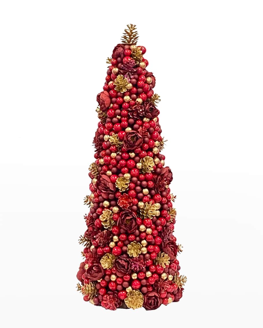 Winward Home Red Berries Cone Tree | Horchow