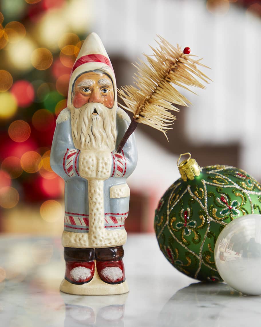 Vaillancourt Folk Art Small Santa with Feather Tree | Horchow