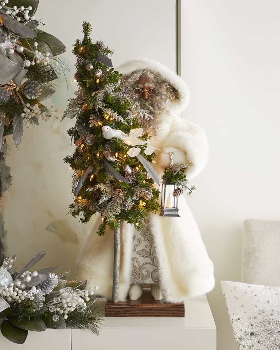 Ditz Designs Silver Celebration Black Santa, 29" | Horchow