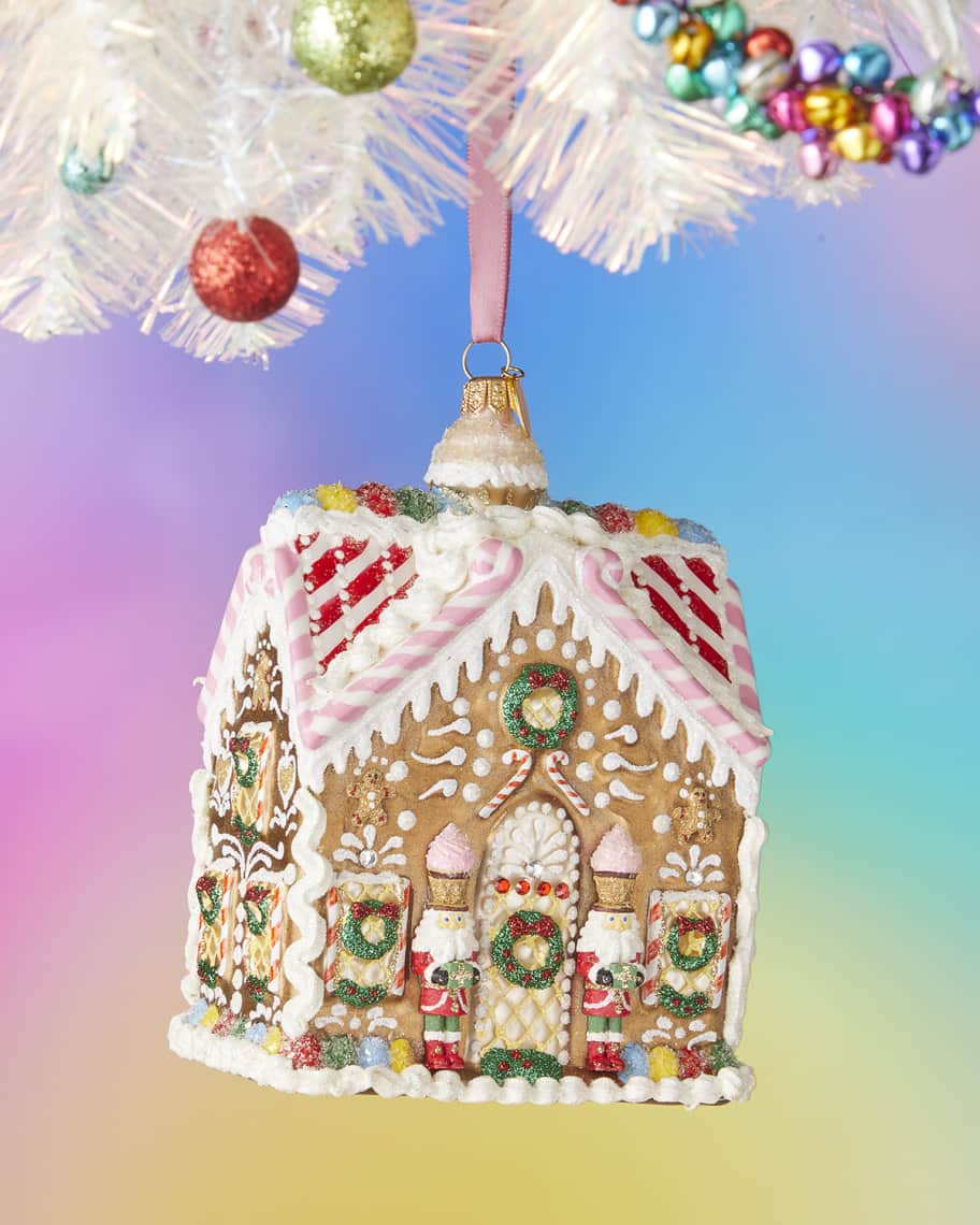 Sweet Savannah Glass Gingerbread House Ornament | Horchow