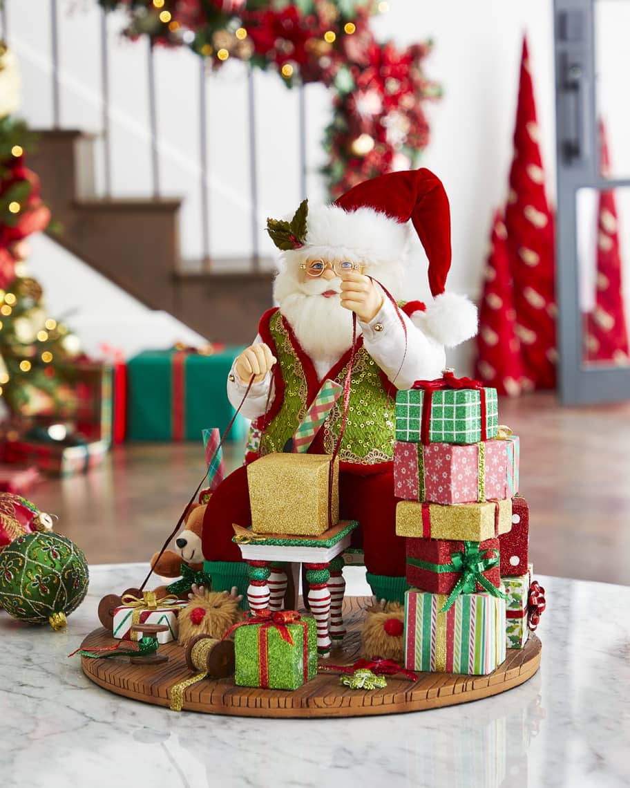 Katherine's Collection Santa Wrapping Presents Holiday Scene, 14.5"T ...