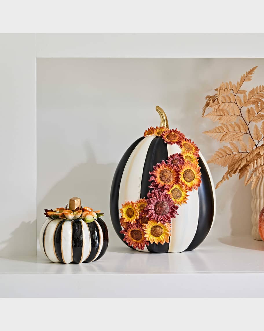 MacKenzie-Childs Black and White Blooming Capiz Pumpkin | Horchow