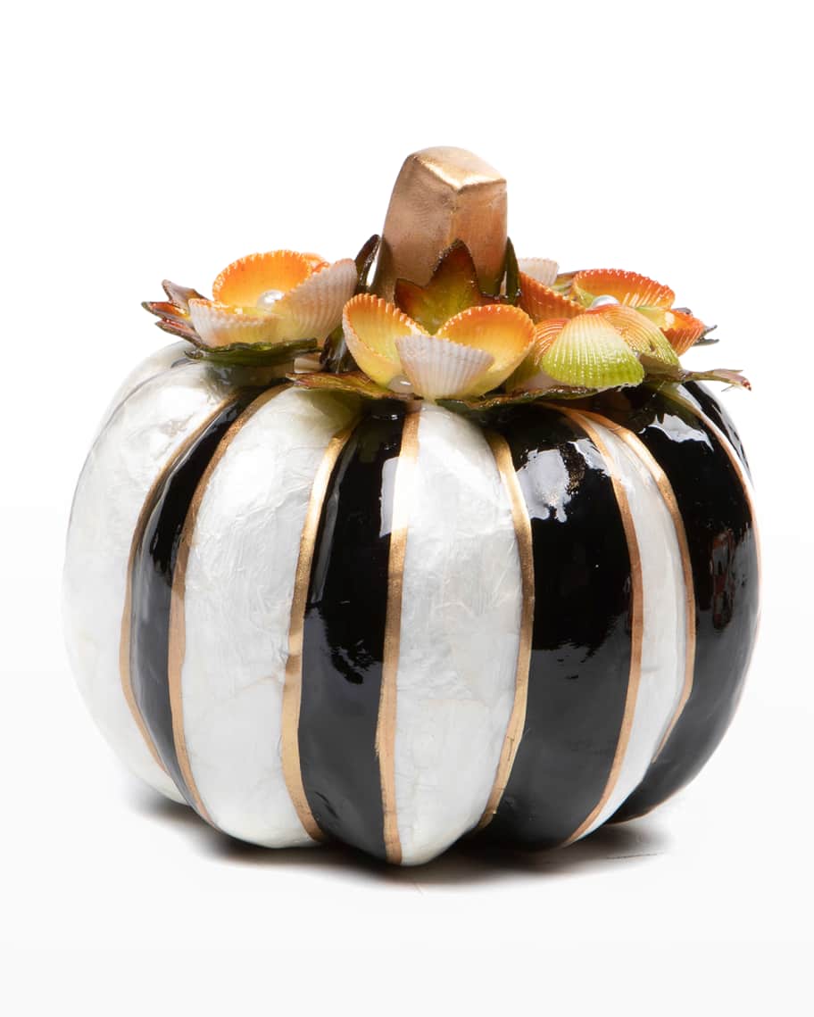 MacKenzie-Childs Black and White Blooming Capiz Pumpkin | Horchow
