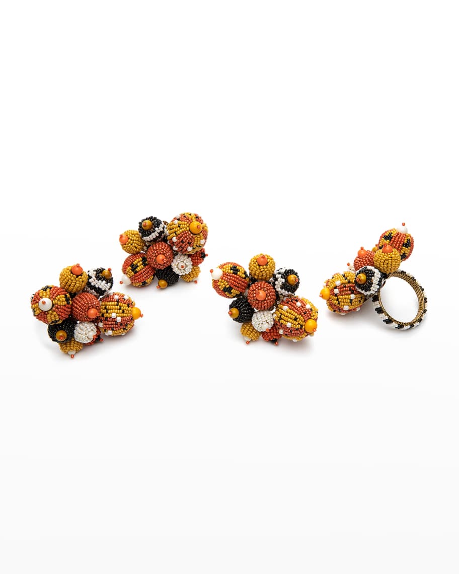 MacKenzie-Childs Polka Pumpkin Beaded Napkin Rings, Set of 4 | Horchow