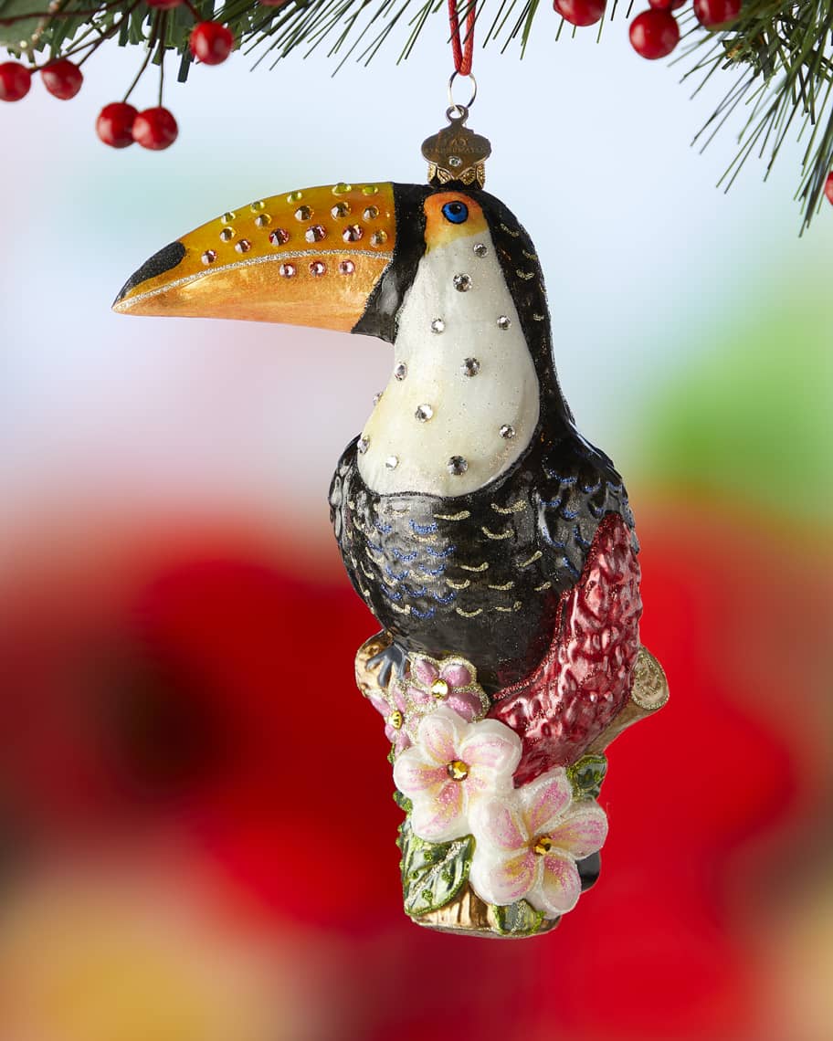 Jay Strongwater Floral Toucan Christmas Ornament | Horchow