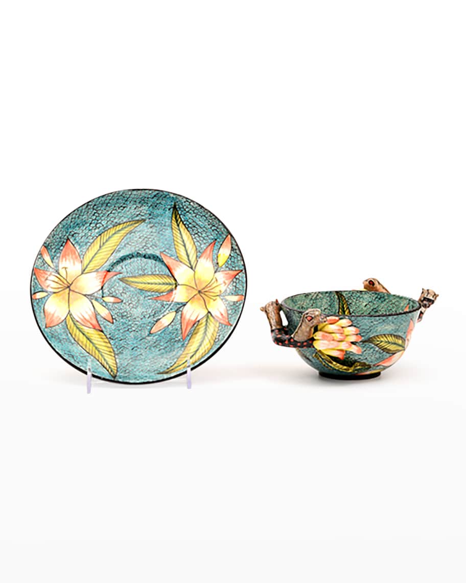 Ardmore Ceramic Art Monkey Bowl & Saucer Set | Horchow