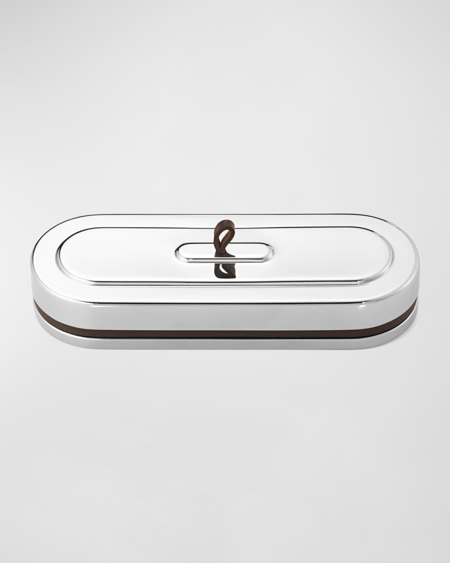 Georg Jensen Manhattan Stainless Steel & Leather Box | Horchow