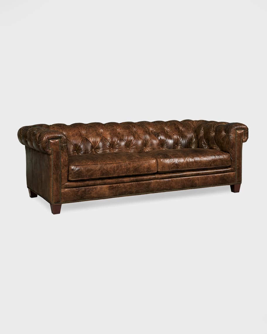 Hooker Furniture Chester Button Tufted Leather Sofa 95 Horchow