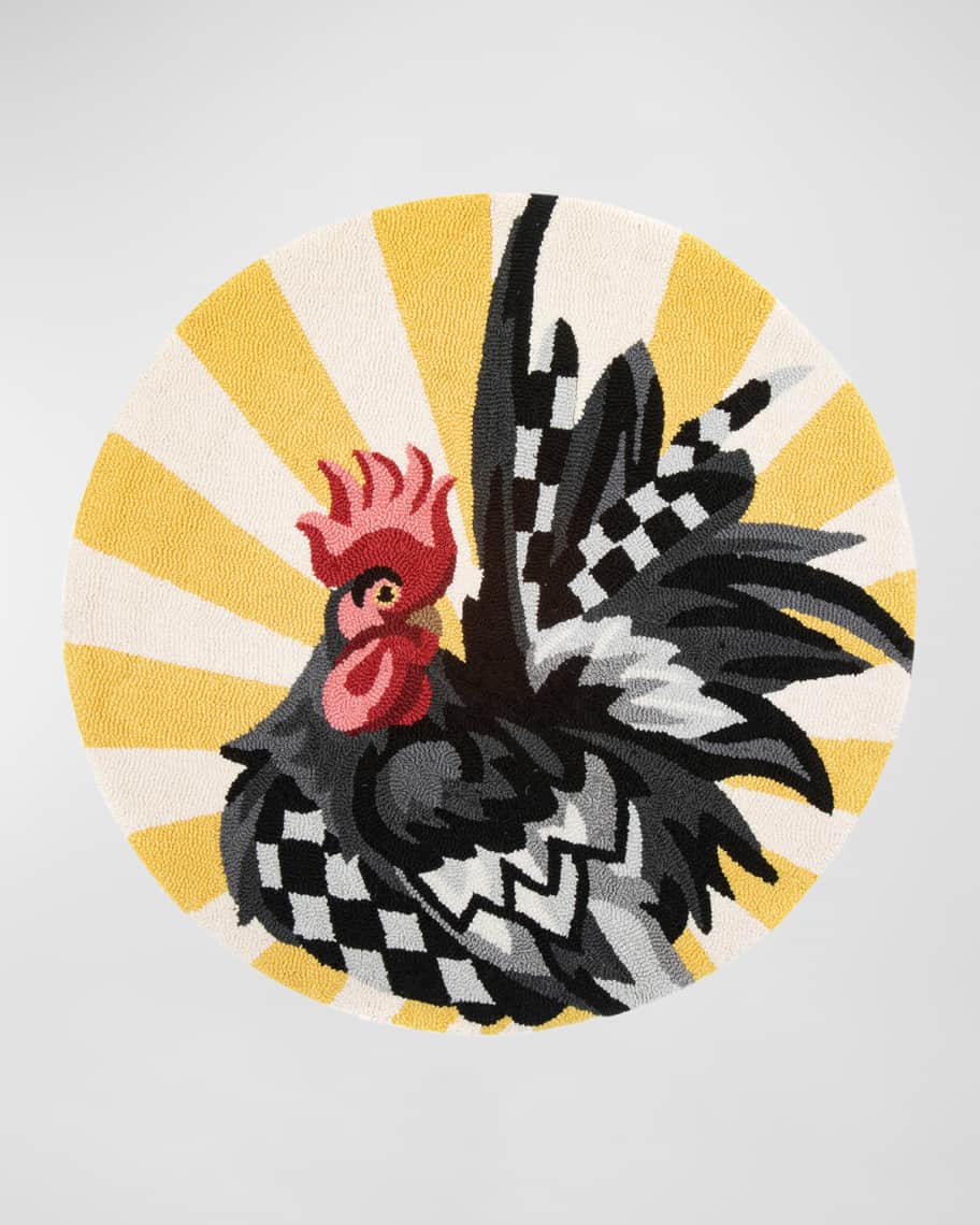 MacKenzie-Childs Sunrise Rooster Rug - 3' Round | Horchow