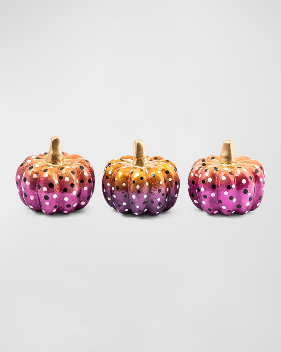 MacKenzie-Childs Dotty Capiz Halloween Pumpkins, Set of 3 | Horchow