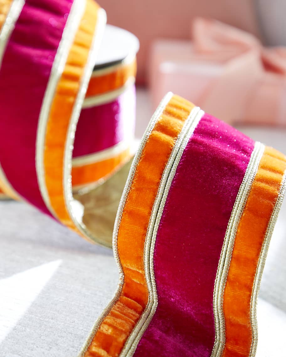 D. Stevens Colorblock Stripe Velvet Christmas Ribbon, 4"W x 10 Yards ...