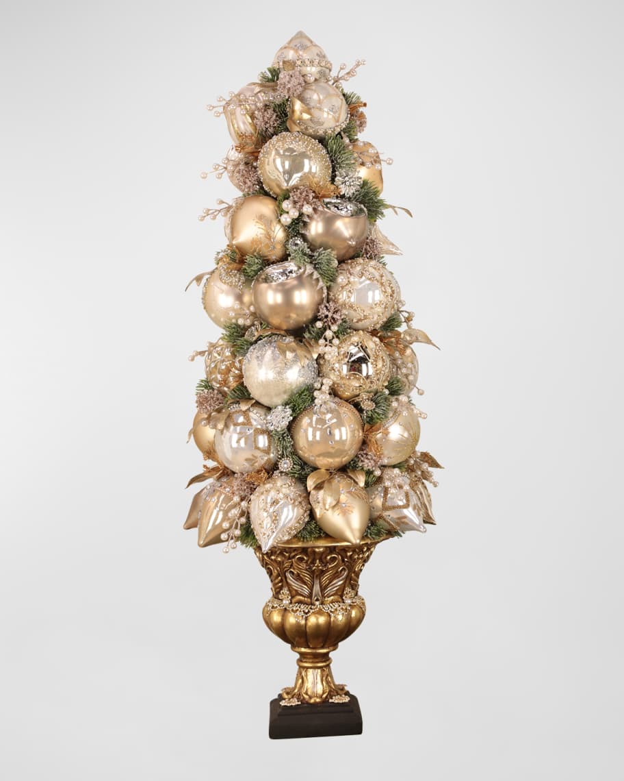 Mark Roberts Ivory Gold Urn Glass Ornament Topiary- 38.5 Inches | Horchow