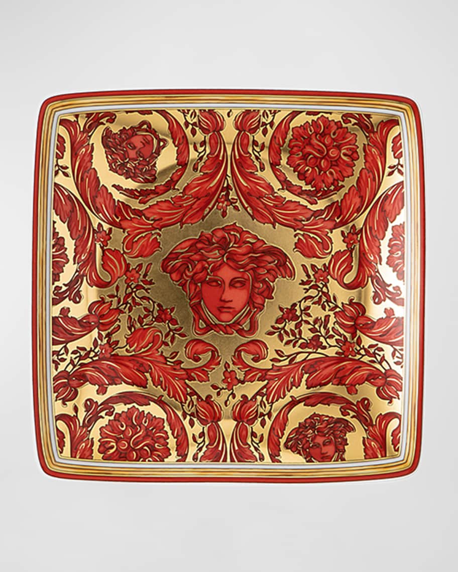 Versace Medusa Garland Red Canape Dish | Horchow