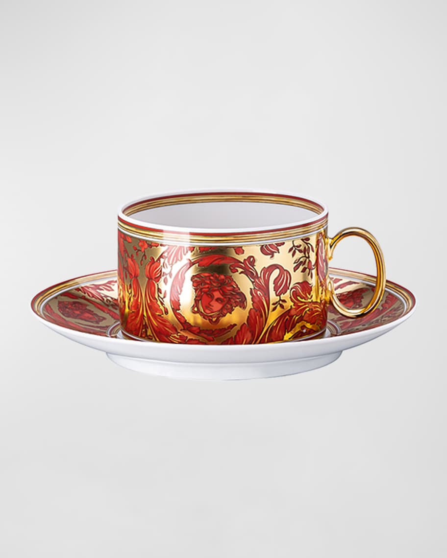 Versace Medusa Garland Red Tea Cup & Saucer, 7 oz. | Horchow