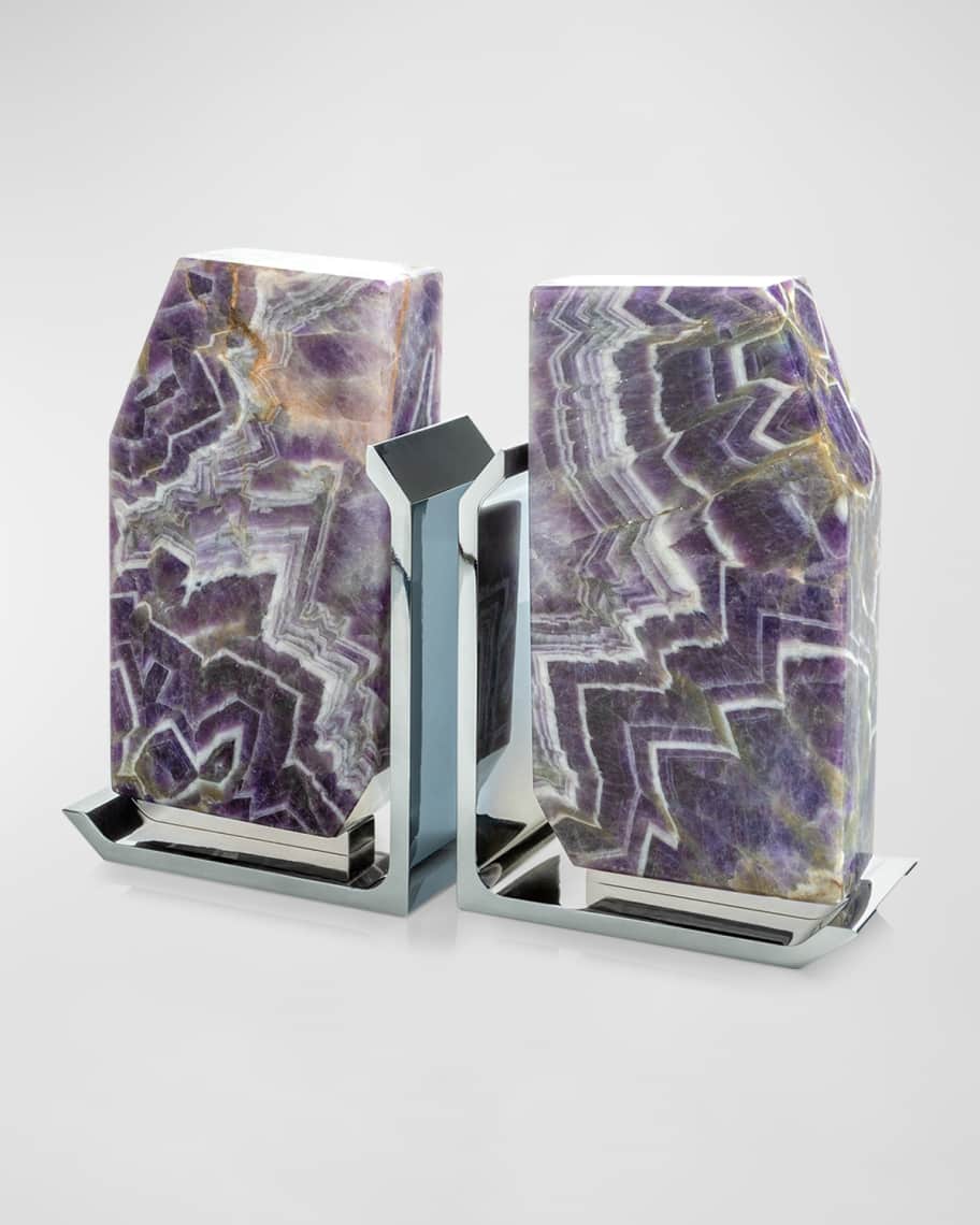 ANNA New York Fim Geo Amethyst & Silver Bookends, Set of 2 | Horchow