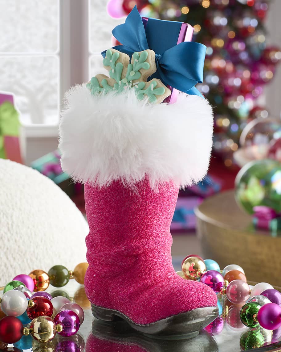Ino Schaller Christmas Embellished Faux Fur Boot Decor | Horchow