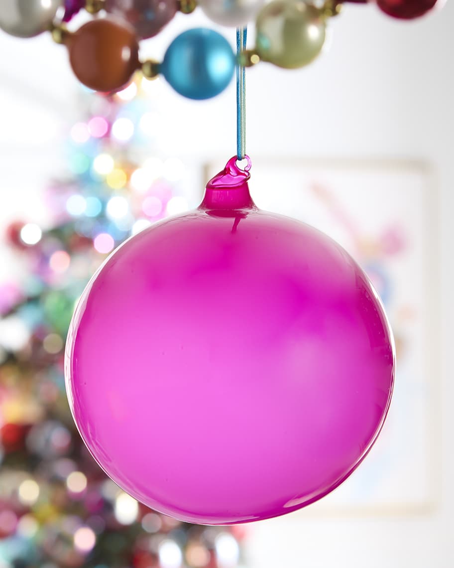 Jim Marvin Bubblegum Glass Ball Ornament, Fuschia | Horchow