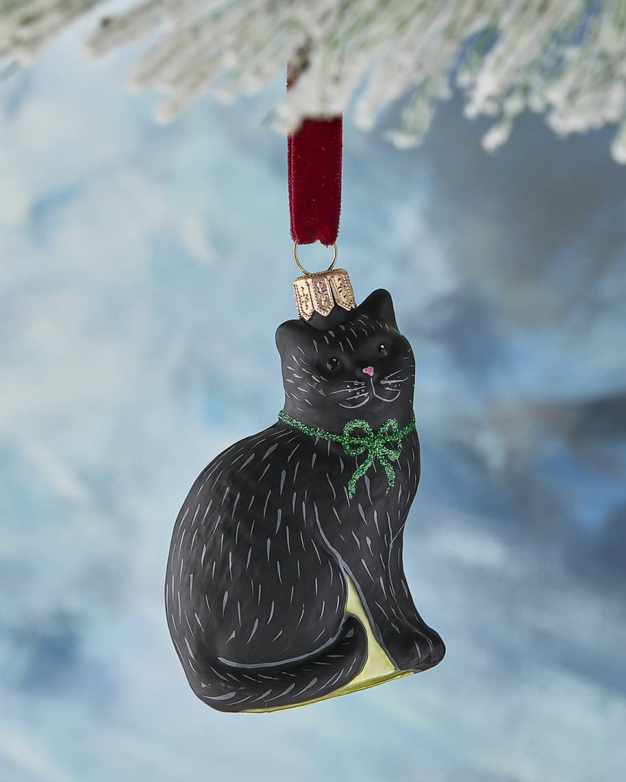 Neiman Marcus Glass Black Cat Ornament | Horchow