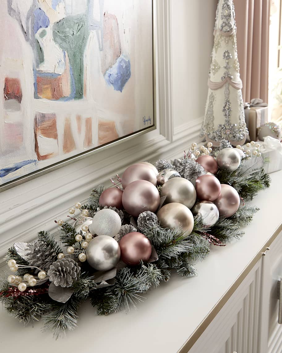 Neiman Marcus 46" Blush Christmas Mantel Garland | Horchow