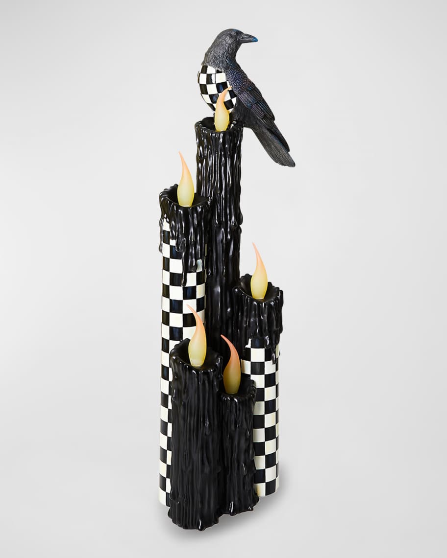 MacKenzie-Childs Courtly Check Jumbo Melting Candle Cluster with Crow ...