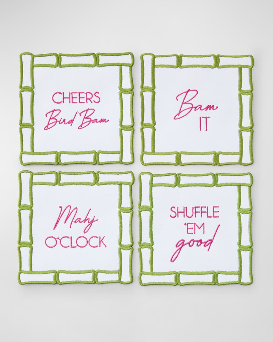 OH MY MAHJONG Bamboo Mahjong Cocktail Napkins, Set of 4 | Horchow