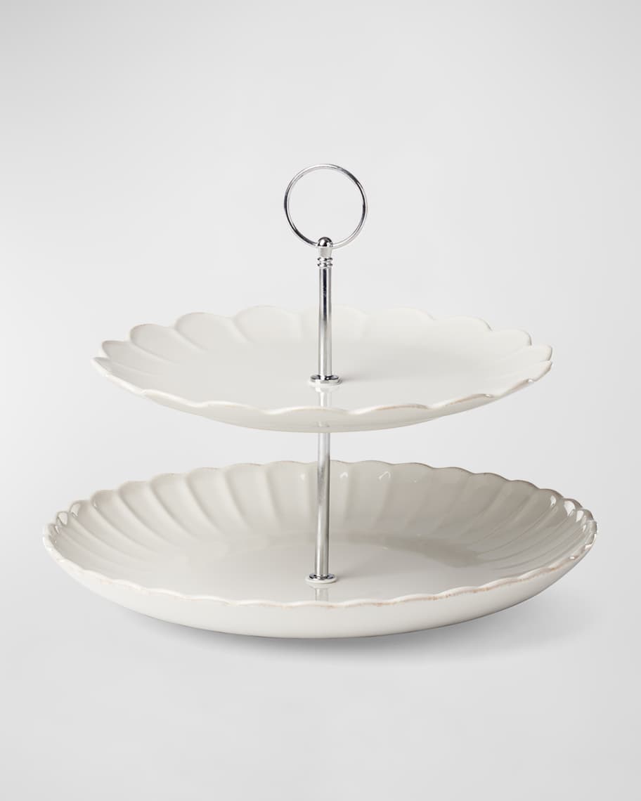 Lenox French Perle Scallop White 2-Tiered Server | Horchow